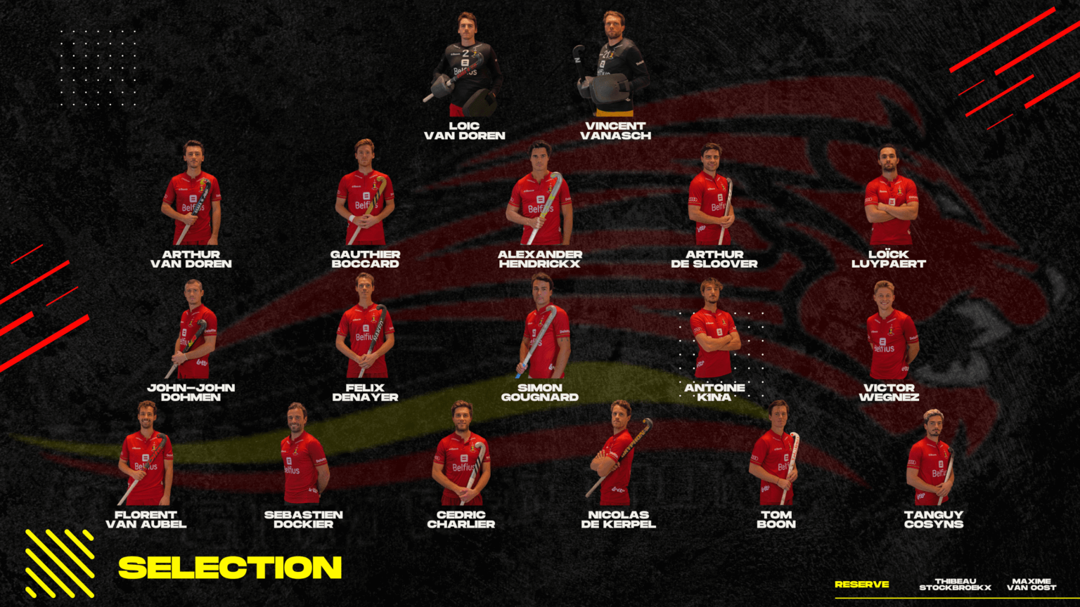 Red Lions - de selectie voor het WK 2023 in India - Hockey Belgium
